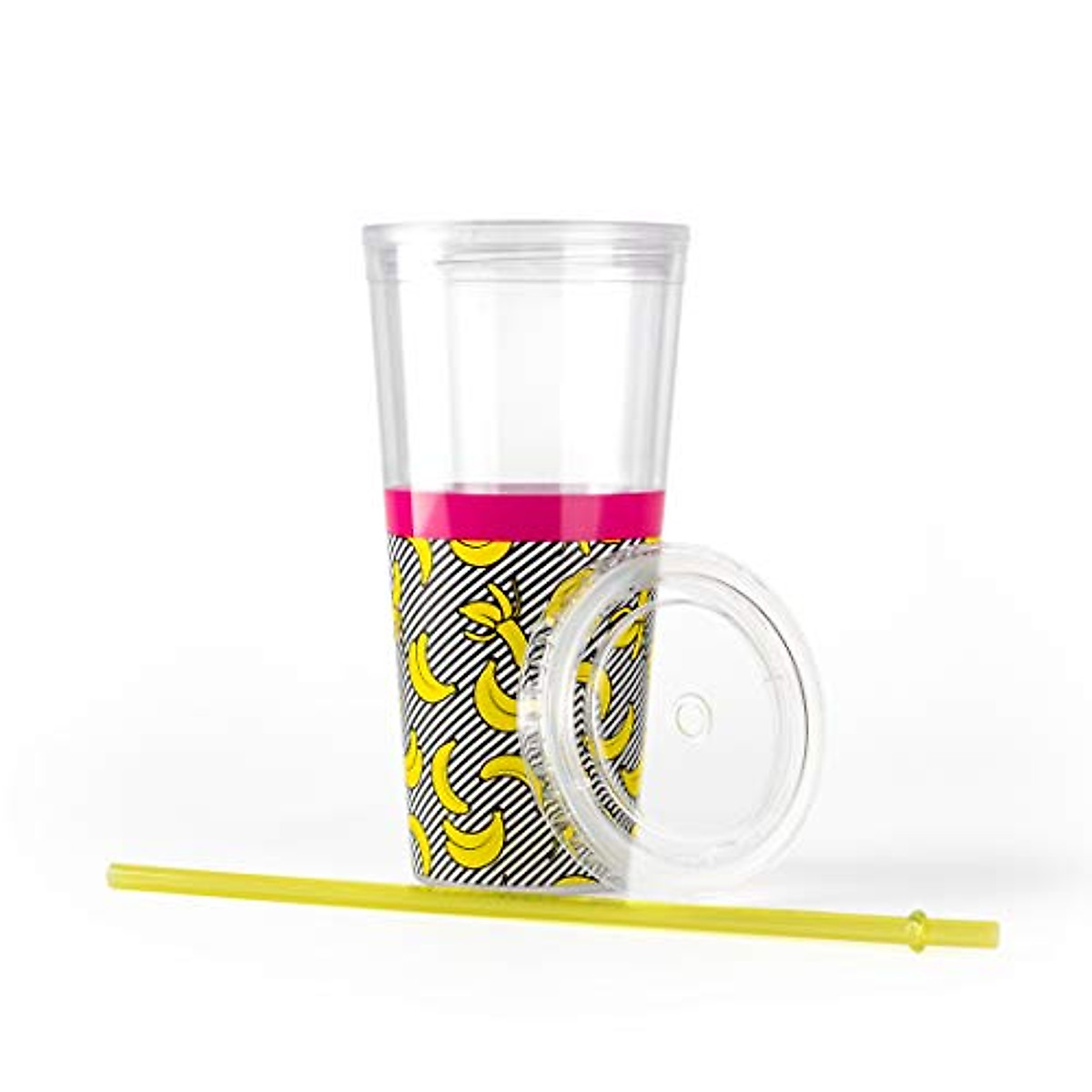 Mustard Banana Double Wall Plastic Straw Cup, 20oz, 568ml, Large