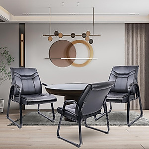 CLATINA Heavy Duty Big & Tall Guest Chair 400lb Leather Reception Chairs with Padded Arm Rest Extra Wide Backrest Seat Cushion Side Chair for Office Home Conference Waiting Room and Meeting, Set of 2