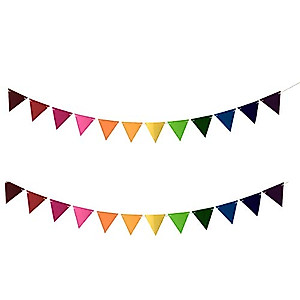 24pcs Assembled Rainbow Garland 2 Pack - Felt Flag Pennant Banner 20 ft - Multicolor Bunting Nursery/Wall Decor
