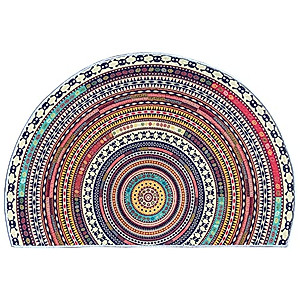 Home Half Round Door Mat Bohemian Style Indoor Welcome Doormat Outdoor Carpet Entrance Rug Living Room Bedroom Entrance Mat Bohemian Morocco Mystic Mandala Style Rugs…