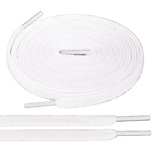 Handshop Flat Shoelaces 5/16" - Shoe Laces Replacements For Sneakers and Athletic Shoes Boots White 114cm