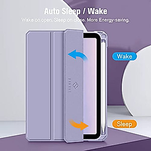 Fintie Hybrid Slim Case for iPad Mini 6 2021 (8.3 Inch) - [Built-in Pencil Holder] Shockproof Cover Clear Transparent Back Shell, Auto Wake/Sleep for iPad Mini 6th Generation, Lilac Purple