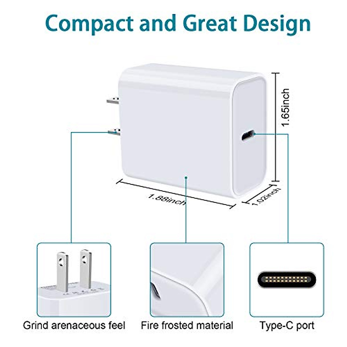 Fast USB C Wall Charger,20W PD Power Adapter Charging Block Compatible with iPhone 14 13 12 11 Pro Max,SE/X/XS,iPad Pro,Samsung Galaxy S20 S10 S9 A01 A11 A21 A51 A71 A20 A50 Note 20,Pixel 5 4a 3a 2 XL