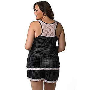 Velvet Kitten Comfy Plus Size Tank Top & Short 562856x 2X Black/Pink