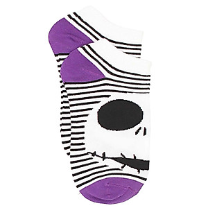 Disney The Nightmare Before Christmas Womens Socks, 6 pack, Jack Sally Purple, Large (9-11)