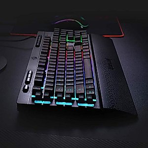 Redragon K512 Shiva RGB Backlit Membrane Gaming Keyboard with Multimedia Keys, Linear Mechanical-Feel Switch, 6 Extra On-Board Macro Keys, Dedicated Media Control, Detachable Wrist Rest