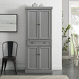 Crosley Furniture Seaside Kitchen Pantry Cabinet, Distressed Gray