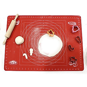 Webake Extra Large Silicone Pastry Baking Mat for Dough Rolling with Measurements 26 x 18 Inch, Non-Slip Cookie Pizza Pie Mat, Baking Sheet Liner Countertop Protector (Red)