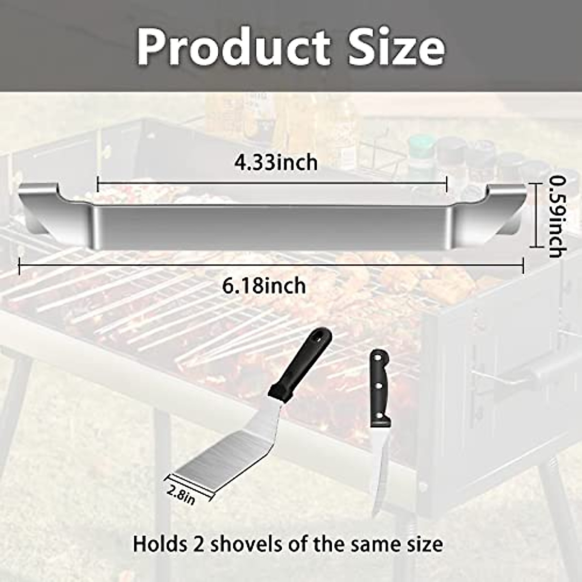 Emcgicc 6.2 Inch BBQ Spatula Rack, Stainless Steel Griddle Spatula Holder, Barbecue Tool Hold Rack Griddle Accessories for Flat Top Griddle and Other Grill Griddles (6.2 Inch)