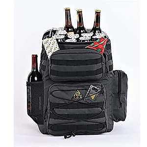 Cooler Backpack, Tactical, Insulated. Heavy Duty, Extra Large for Hiking, Camping, Day Trips, Beach. Bonus, Credit Card Multi Tool Included (Charcoal Grey)