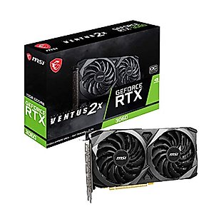 MSI Gaming GeForce RTX 3060 12GB 15 Gbps GDRR6 192-Bit HDMI/DP PCIe 4 Torx Twin Fan Ampere OC Graphics Card (Ventus 2X 12G OC)