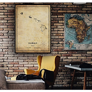 Hawaii Map Print Hawaii Map USA Map Art Hawaii City Road Map Poster Vintage Gift Map