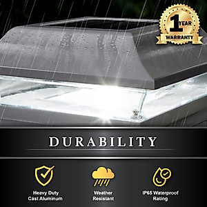 Classy Caps SL214W Imperial Outdoor Solar Post Cap Fence and Deck Light, Bright White Light, Fits 5" x 5" Post, White Powder Coated Aluminum