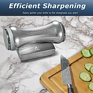 Agrilia Rolling Knife Sharpener for Straight Edges - Premium Sharpening Kit for all Knife Set - 360 & 600 Diamond - 1000 & 3000 Discs for All Hardness Levels - Gripable Aluminum Body, 4 Angles
