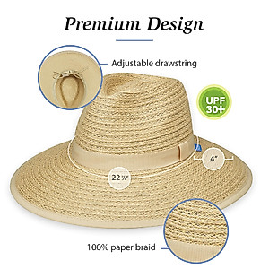 Wallaroo Hat Company – Women’s Bali Fedora – UPF 30+ Sun Protection, Wide Brim, Packable and Adjustable Sizing for Medium Crown Sizes – Fashionable Sun Hat for Everyday Sun Protection (Natural)