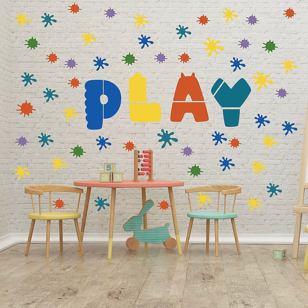 Paint Splatter Wall Decal-Ink Splotch Vinyl Stickers for Toddler Boys Girls Kids Room Bedroom Playroom Decor
