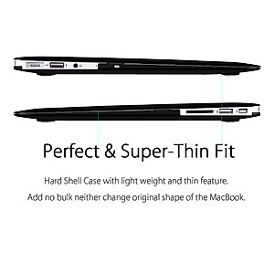 MacBook Air 13 inch Case, UESWILL Smooth Soft-Touch Matte Hard Shell Case Cover for 2008-2017 MacBook Air 13 inch (Model A1466 / A1369) + Microfibre Cleaning Cloth, Black