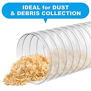 Elecoman 2 1/2" x 50' Heavy PVC Dust Collection Hose,Flexible Clear Debris and Fume Collection Hose with Stainless Steel Hose Clamps for Dust Collectors with 2 1/2" Ports, Ideal for Shop Vacuums