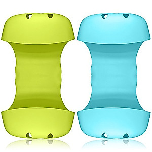 2 Pack Sponge Holder for Double-Sink, FineGood Saddle Caddy Brush Soap Organizer Storage Kitchen Bathroom Plastic Basket - Blue, Green