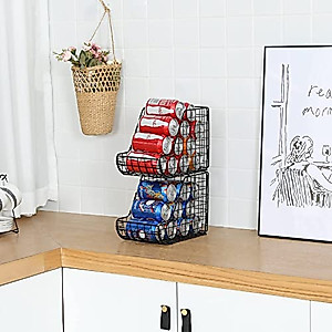 X-cosrack Standing Stackable Can Dispenser Storage Organizer Bins-3 Pack, Metal Wire Basket Beverage Pop Soda Rack Stand Kitchen Pantry Countertop Cabinets,Stacking Canned Food Holder-Patent Pending