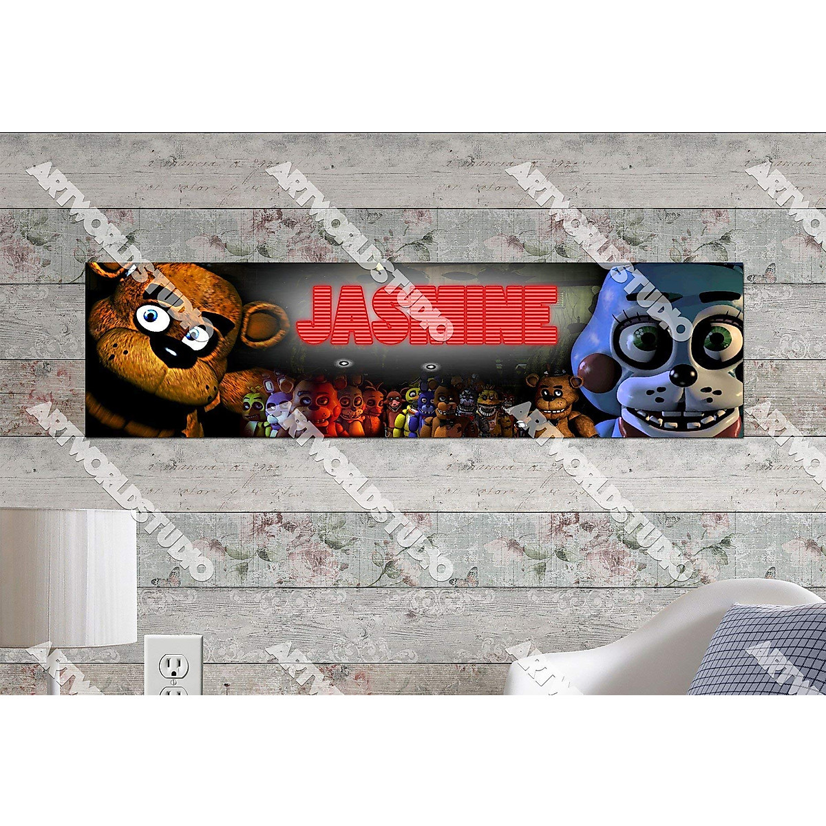 Five Nights at Freddy's - 8.5"x30" Personalized Name Poster, Customize With Your Child's Name, Birthday Party Banner
