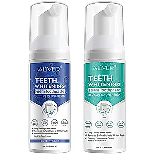 2Pcs Toothpaste Cleansing Foam, 60ml Teeth Whitening Mouse Toothpaste, Baking Soda Toothpaste, Intensive Deeply Stain Removal, Travel Friendly, Easy to Use, 360° Oral Care, Ultra-fine Mousse Foam