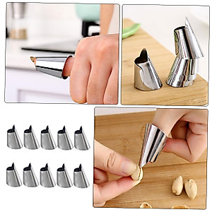 SEWOART 10pcs Finger Guard Kitchen Thumb Guards Tool Cut Resistant Finger Cots Cutting Protector Slicer Food Safety Holder Protector Dicing Machine Stainless Steel Potato