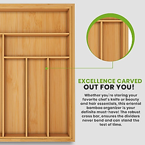 Utopia Kitchen Expandable Drawer Organizer , Adjustable Kitchen Drawer Organizer , Bamboo Drawer Dividers Organizer for Kitchen , Silverware, Flatware, Living Room , Makeup Drawer & Utensil Holder