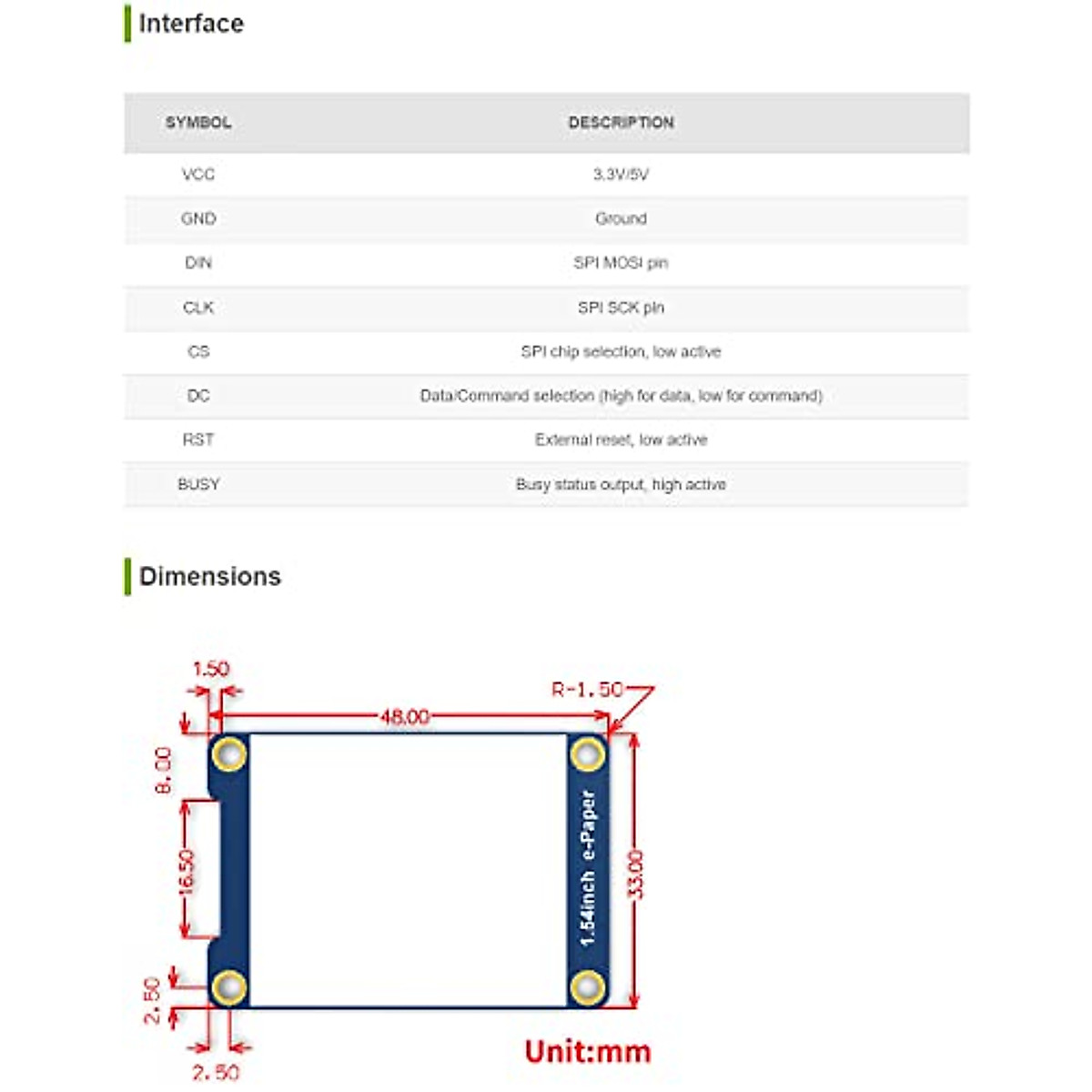 Waveshare 1.54inch E-Ink Display Module Compatible with Raspberry Pi 5/4B/3B/Zero/Zero W/Zero 2W/Pico/Pico W/Pico WH, 200x200 Resolution SPI Interface Supports Partial Refresh.
