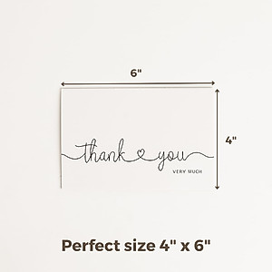 48 Pack Thank You Cards Bulk with Kraft Envelopes and Stickers, 4x6 In Professional Looking | Suitable for Business, Baby Shower, Wedding, Small Business, Graduation, Bridal Shower, Funeral White