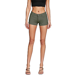Hybrid & Company Womens Super Comfy 3 inch inseam Butt lifting Stretch Twill/denim Shorts SH43308X ARMY GREEN 16
