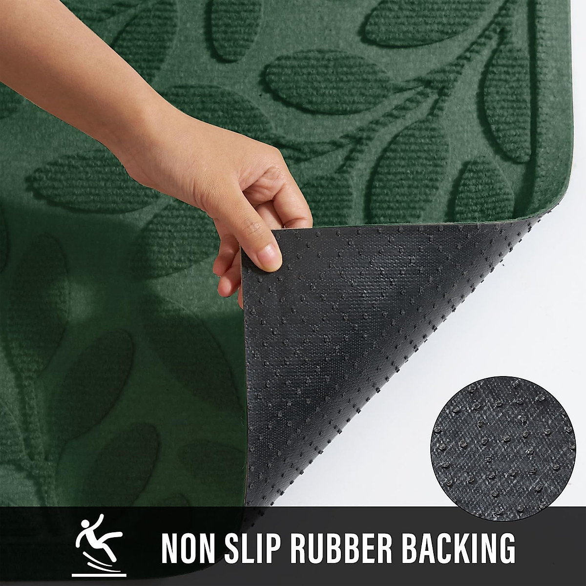 HIYARD Front Door Mat, Heavy Duty Welcome Door Mat Indoor Outdoor, Waterproof Doormat, Sturdy Natural Rubber, Fade Resistant, Easy Clean, Low Profile Entryway Mat Outdoor Entrance, 36×24, Green