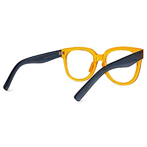 Zeelool Unisex Retro Oversized Square Glasses with Non-prescription Clear Lens Harrell ZOP049594-06 Yellow