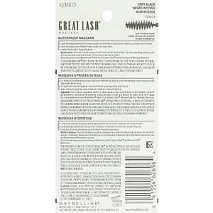 Maybelline Great Lash Waterproof Mascara, Very Black, 1 Tube