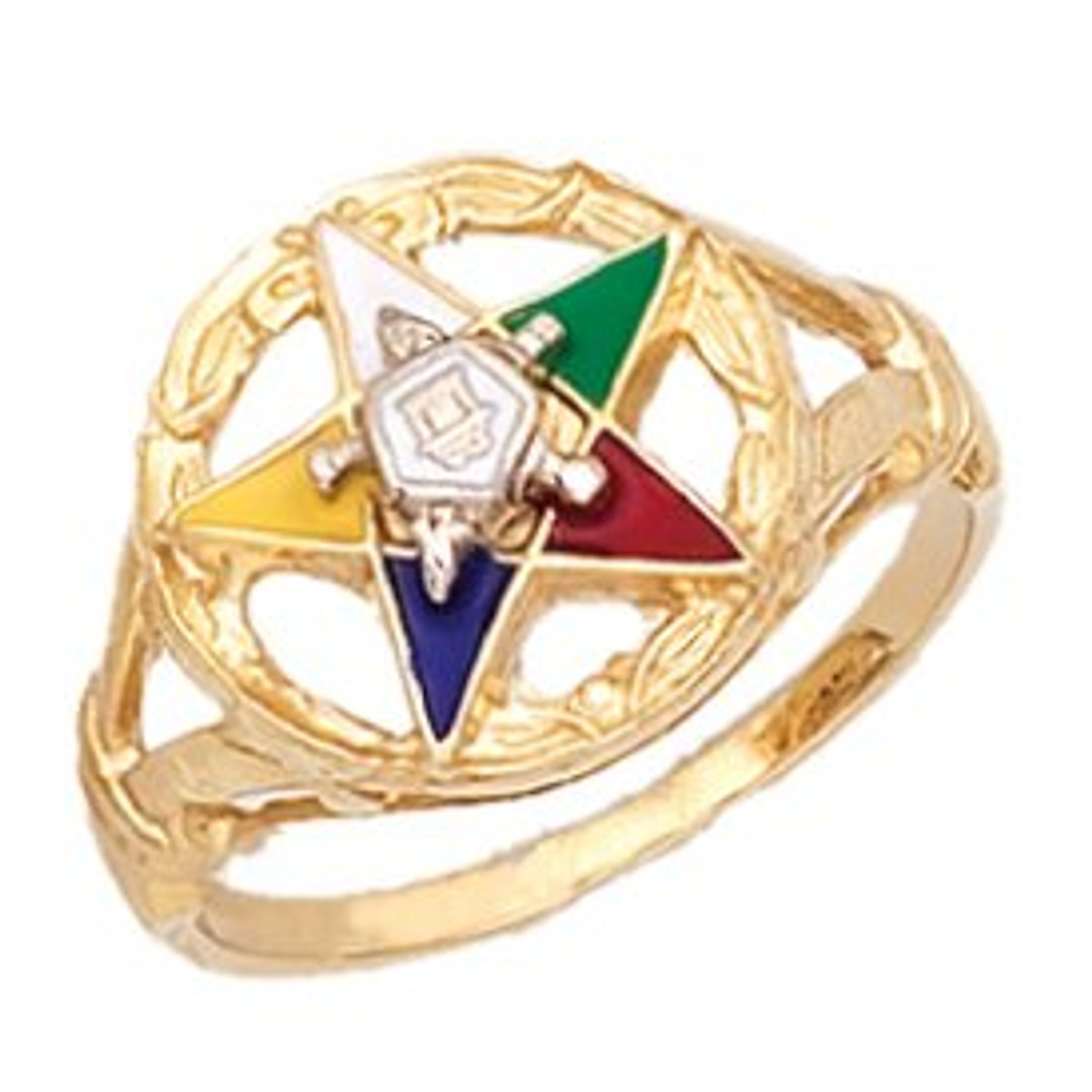 US Jewels Ladies Vermeil Masonic Freemason Eastern Star Ring (Size 5.5)