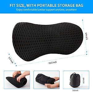 Lumbar Pillow, Memory Foam Lumbar Support Pillow for Office Chair and Car Seat, Back Support Pillow for Lower Back Pain Relief, Support Cushion Back Pillow for Sleeping, Resting, Driving, Traveling