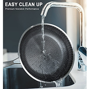 MICHELANGELO Premium Stainless Steel Saucepan Set 1Qt & 2Qt,10 Inch Stainless Steel Frying Pan with Lid