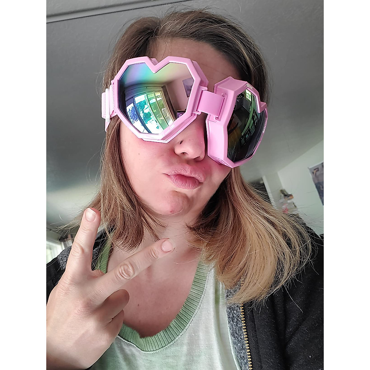 GUVIVI Heart Shaped Sunglasses Fashion Ski Goggles Oversize Love Glasses for Women Men Fun Eyewear Eyeglass