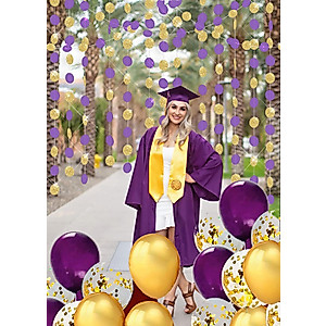 Graduation Party Decorations Purple Gold 2024/Purple Gold Graduation Decorations/Purple Gold Birthday Party Decorations Purple Paper Garlands for Eid Mubarak Decorations/Bridal Shower