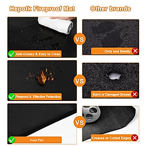 Hepotk Grill Mats for Outdoor Grill - 40 x 70 Inch Fireproof Pit Mat Protects Decks and Patio - Oil-Proof & Waterproof Grill Pad for Fire Pit