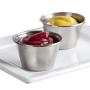 (24 Pack, 2 Sizes) Small Sauce Cups, Stainless Steel Ramekin Dipping Sauce Cup, Commercial Grade Individual Round Condiment Cups (12 of - 1.5oz: 12 of - 2.5oz)
