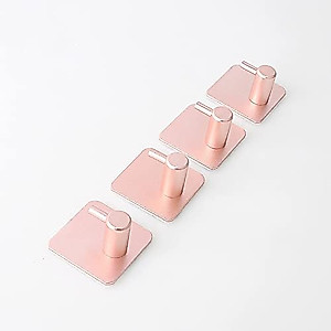 Heavy Duty Adhesive Hooks, 6 Pcs Wall Adhesive Hooks, Stainless Steel Hooks for Home, Bathroom, Kitchen, Office, Living Room (Rose Gold)