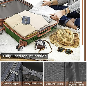 LARVENDER Luggage Sets 4 Piece, Expandable(Only 24"&28") ABS Suitcase with 360° Spinner Wheels, Durable Luggage Sets Clearance Carry On Luggage Suitcase Set For Women Men, Green