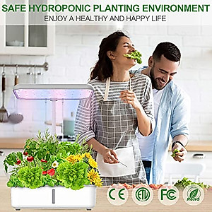 Hydroponics Growing System Indoor Garden, Indoor Gardening System with 14 Pods, WiFi Indoor Herb Garden, Indoor Herb Garden Kit with Grow Light, Auto Pump, 5L Water Tank, Adjustable Height Up to 20.6"