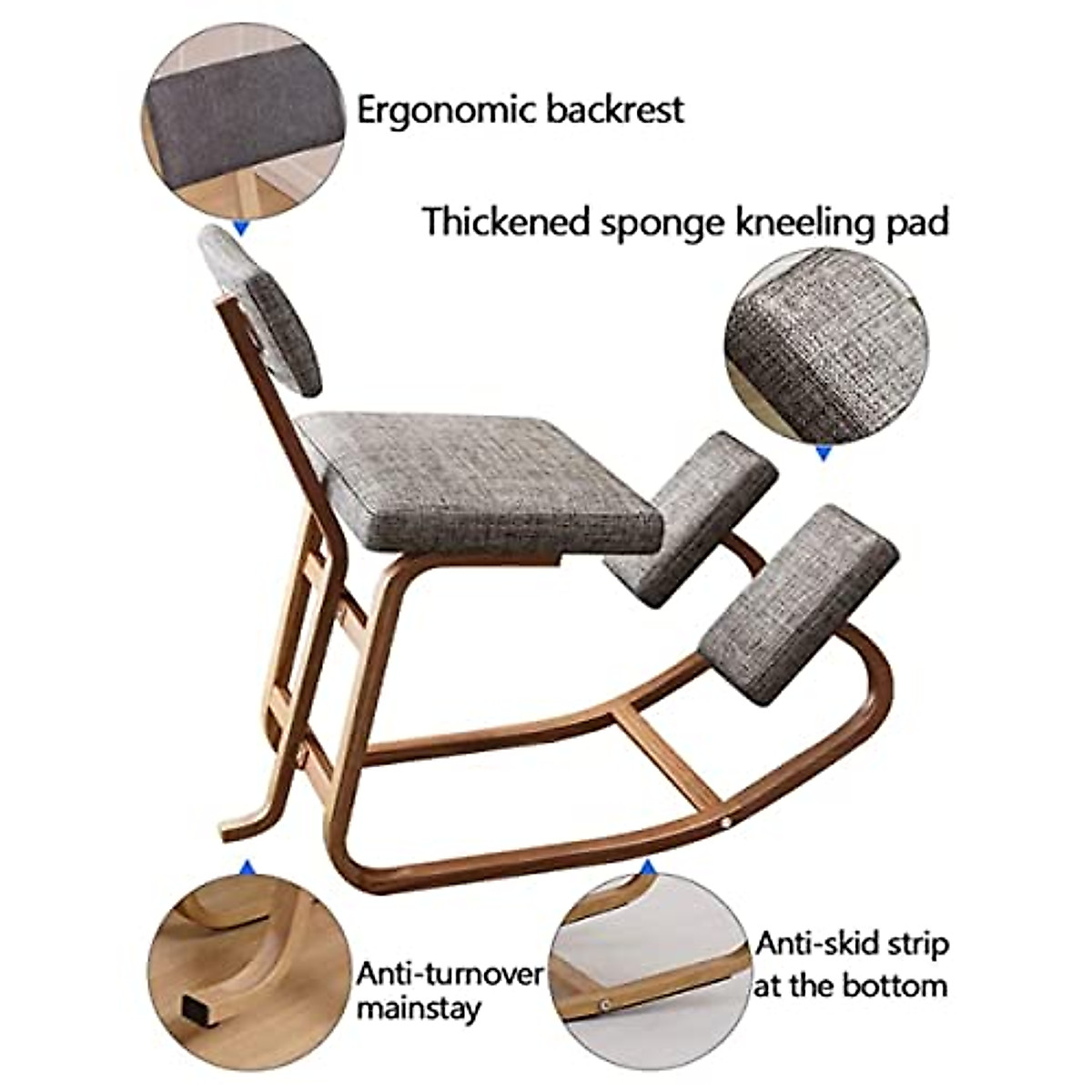 LoMSA Ergonomic Design Kneeling Chair, Posture Corrective Kneeling Chair for Office & Home with Backrest/Back Support,Gray