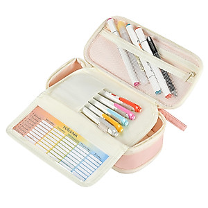 YOKUMA Pencil Case Cute Pencil Pouch for Girls Big Capacity Pen Bag Box, Kawaii Aesthetic College School Supplies for Student Teen Adults Preppy, Pink