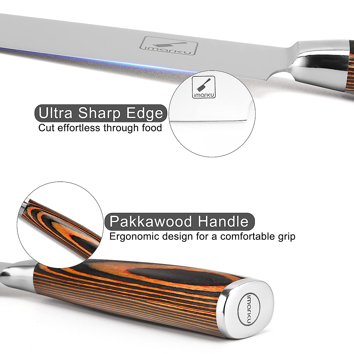 imarku Chef Knife - Pro Kitchen Knife 8 Inch Chef's Knives Japanese SUS440A Stainless Steel Sharp Paring Knife with Ergonomic Handle, Orange Handle, Christmas Gifts for Women Men