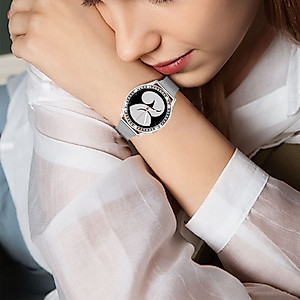 JOYOZY Bands Compatible with Samsung Galaxy Watch 4 40mm with Screen Protector Case,20mm Quick Release Watch Band Stainless Steel Strap & Diamond Bezel Case Cover for Galaxy Watch 4