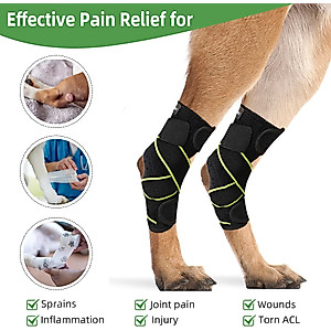 PETNEDO Dog Canine Rear Leg Hock Joint Brace, Pair of Dog Leg Double Compression Brace with Metal Spring Strips, Protects Hind Leg Wounds, Injuries and Sprains Helps Arthritis-L