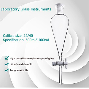 Laboratory Equipment 500ml Pear-Shaped Separating Funnel Glass Separating Liquid Essential Oil Separating Funnel (500ml)